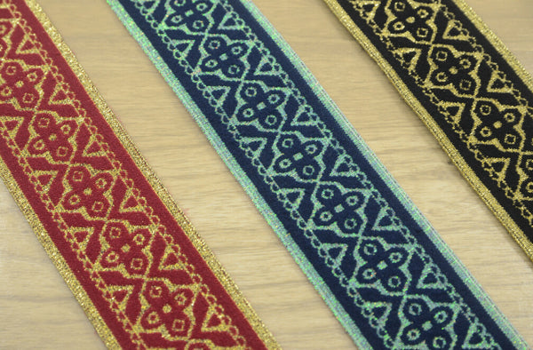 2 inch 50mm Wide Colorful Embroidery Jacquard Glitter Elastic Band - 1 ...